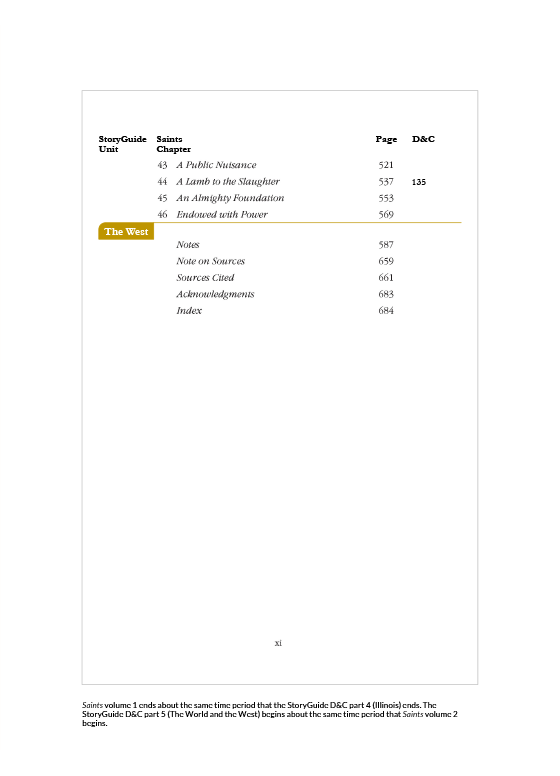 Saints Table of Contents Aligned with StoryGuide Doctrine and Covenants ...